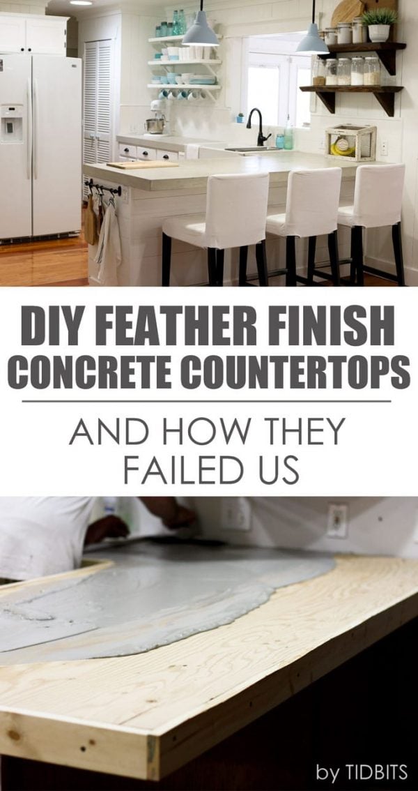 DIY Feather Finish Concrete Countertops - {And How They Failed Us}