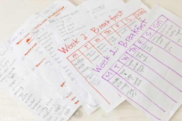 Breakfast Menu Planning Printables and Tips - Tidbits
