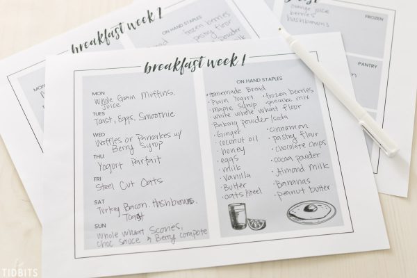 Breakfast Menu Planning Printables and Tips - Tidbits