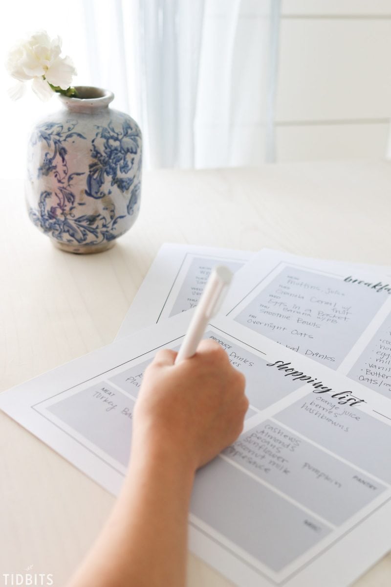 Breakfast Menu Planning Printables and Tips - Tidbits