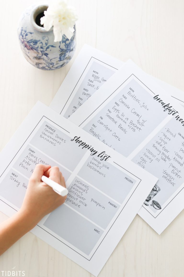 Breakfast Menu Planning Printables and Tips - Tidbits