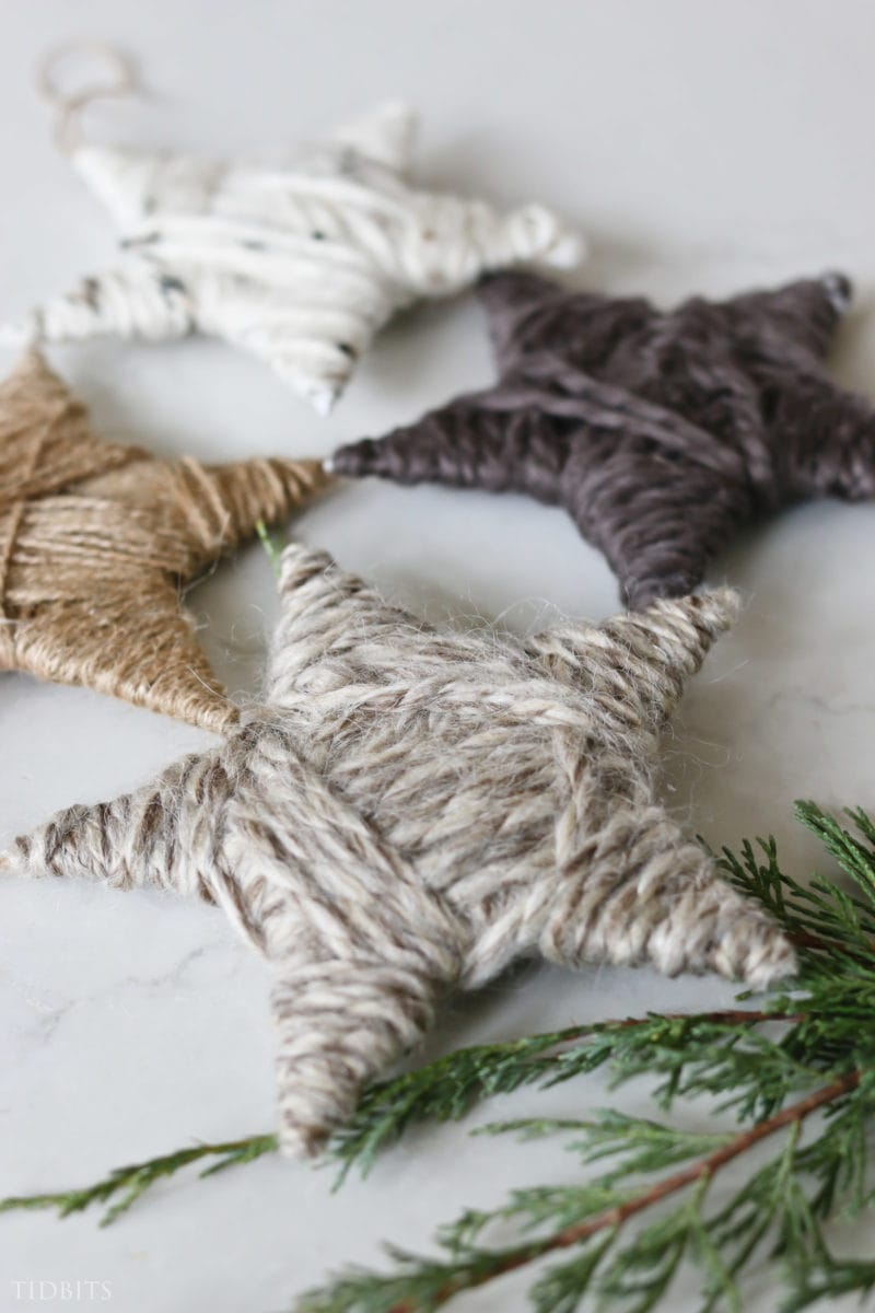 How to Make Yarn Wrapped Star Ornaments for Christmas - Tidbits
